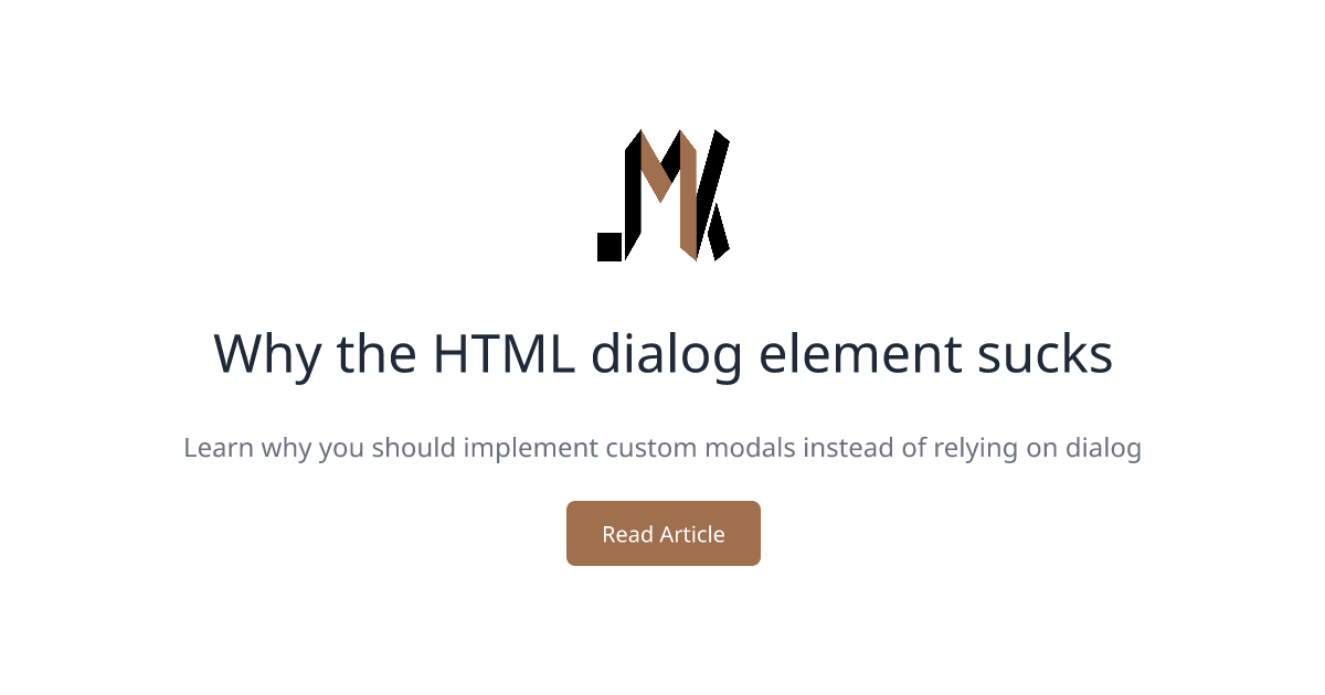 Why The Html Dialog Element Sucks Josh Karamuth 3885